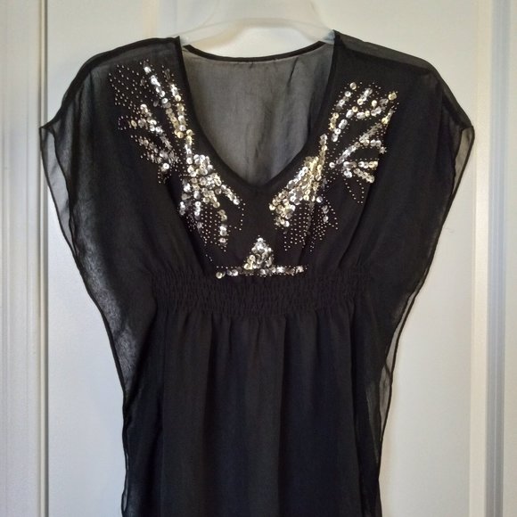 Tops | Shear Top With Sequins | Poshmark